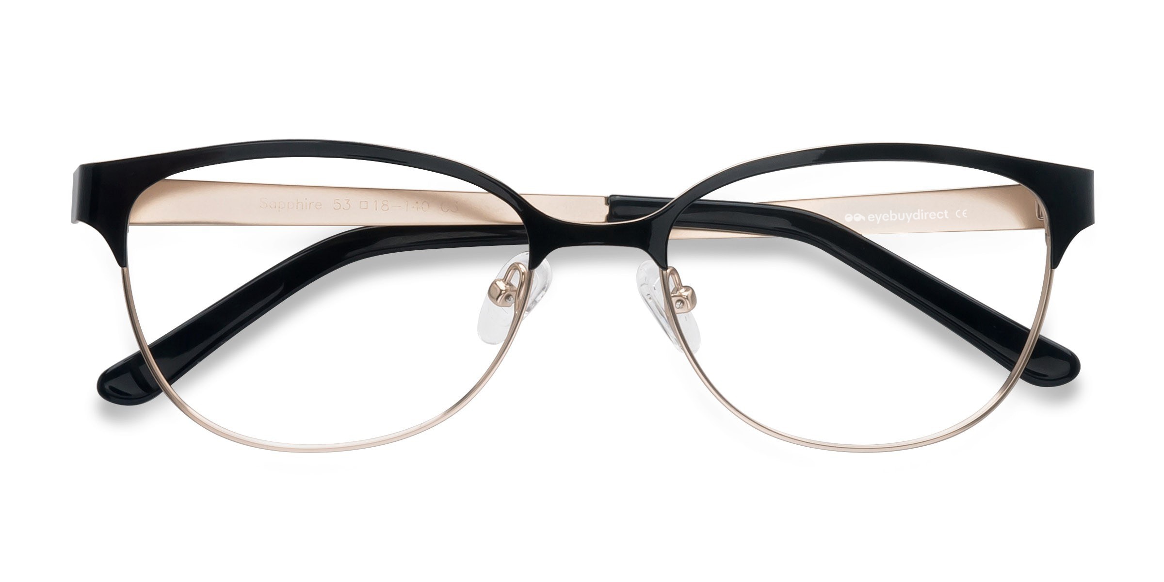 Sapphire Cat Eye Black Golden Glasses for Women | Eyebuydirect Canada