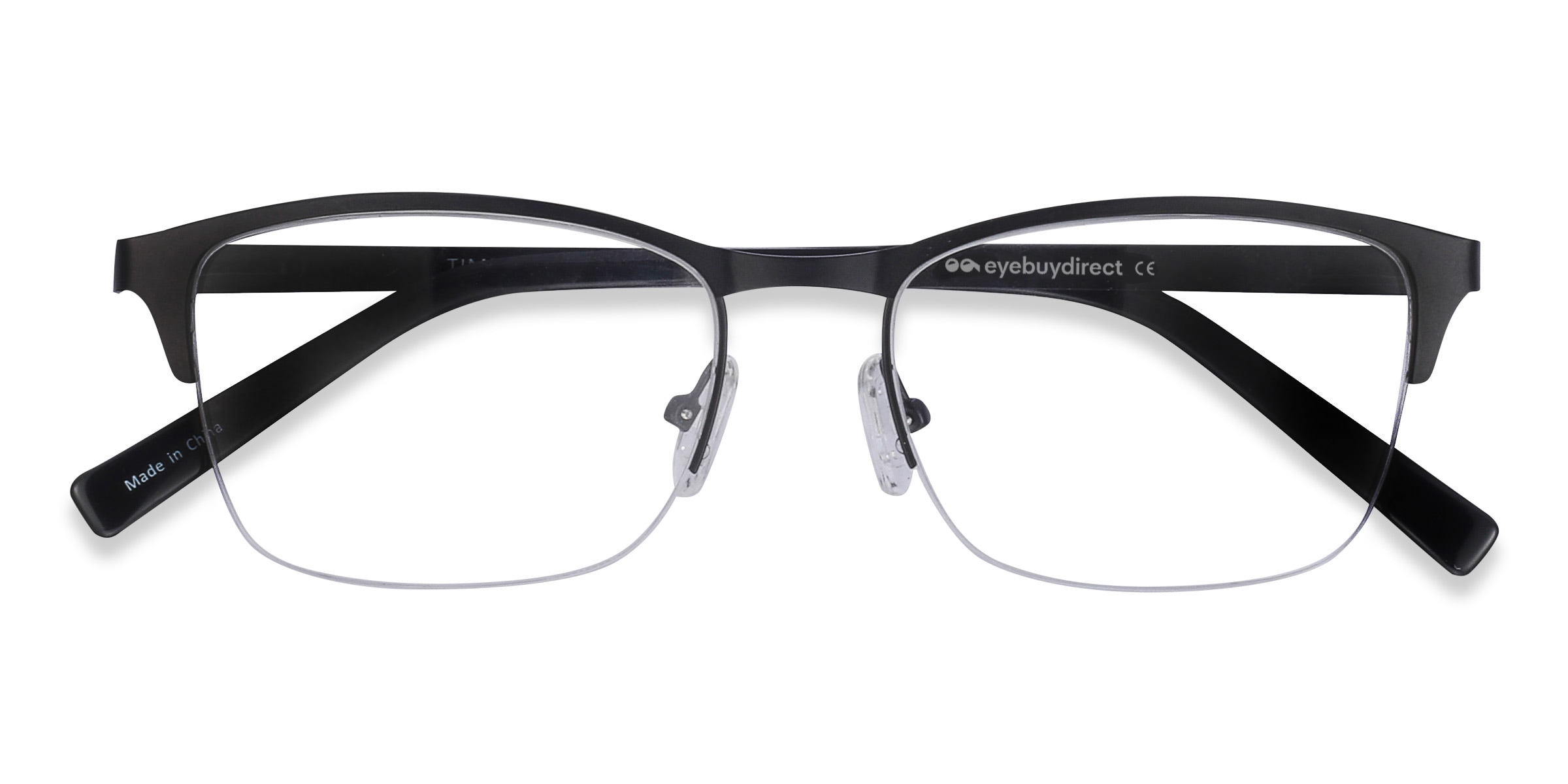 Time Rectangle Black Semi Rimless Eyeglasses | Eyebuydirect