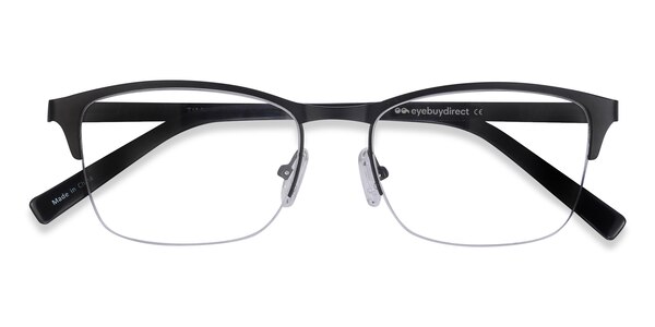 Time Rectangle Black Semi Rimless Eyeglasses | Eyebuydirect