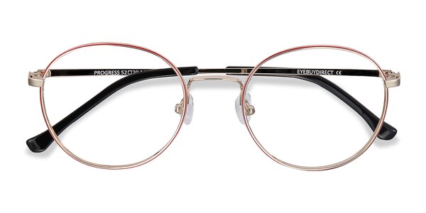Progress Round Red Golden Glasses for Women | Eyebuydirect