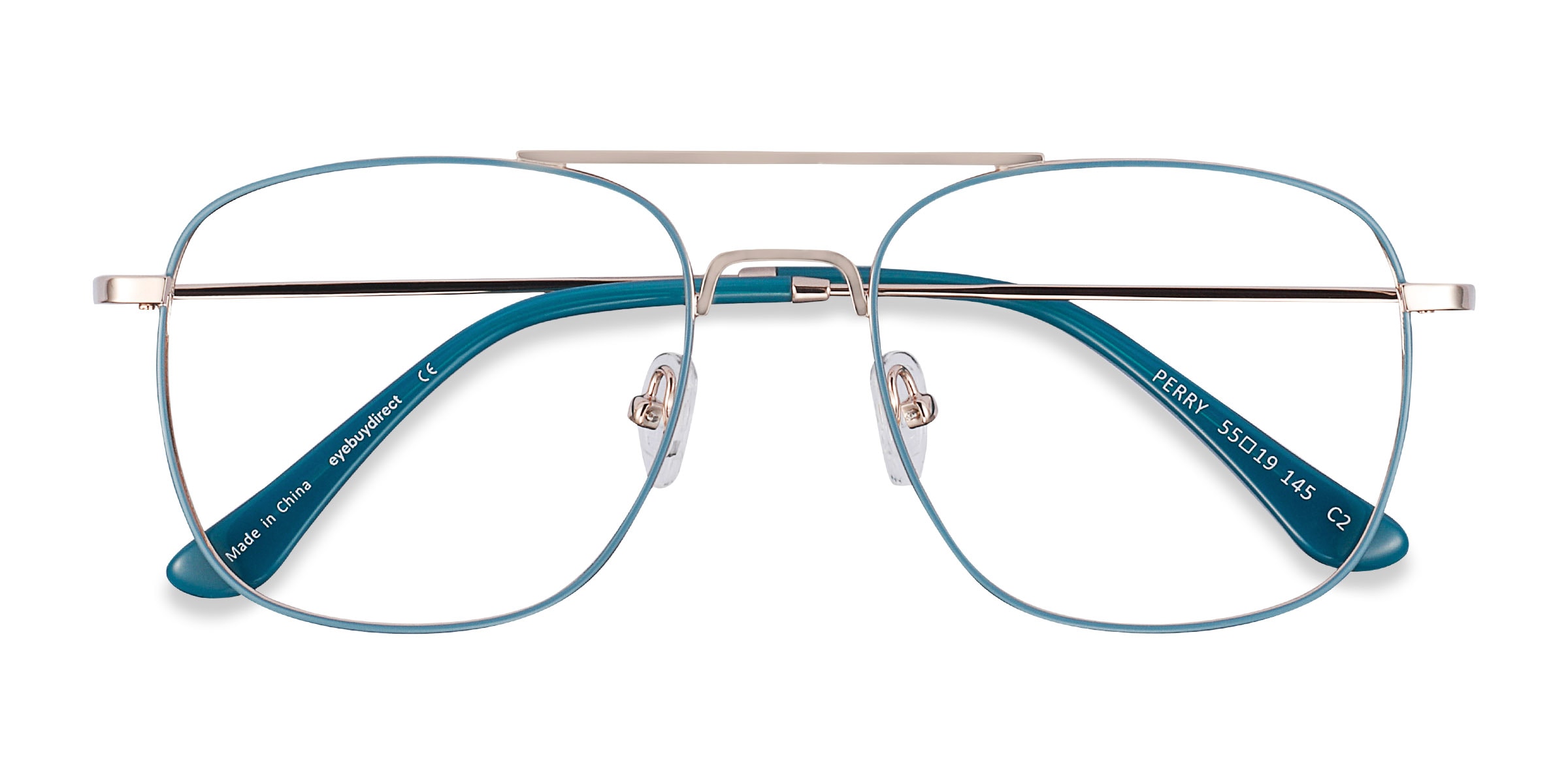 Perry Aviator Teal & Gold Full Rim Eyeglasses | Eyebuydirect Canada