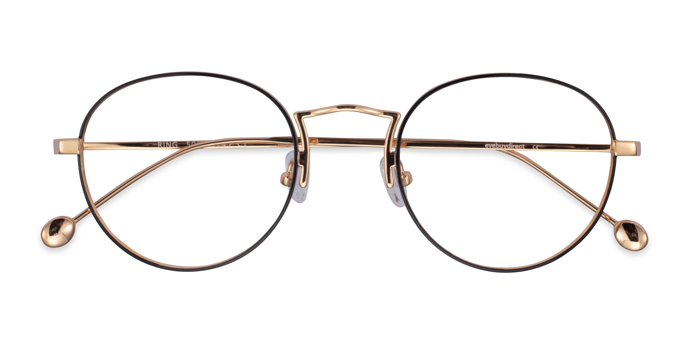 Ring Round Black Gold Full Rim Eyeglasses | Eyebuydirect Canada
