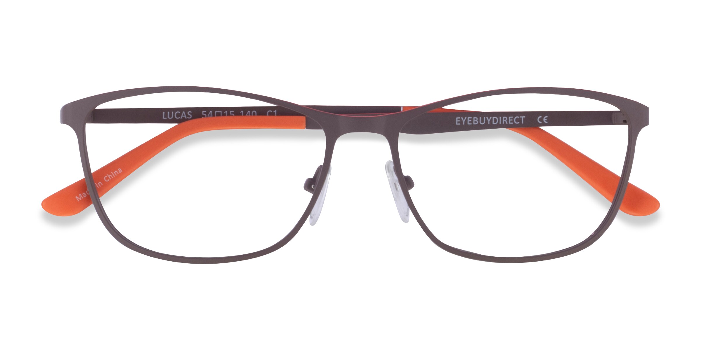 Lucas Rectangle Matte Coffee Orange Full Rim Eyeglasses | Eyebuydirect