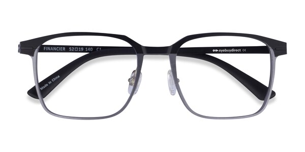 Financier Square Black Full Rim Eyeglasses | Eyebuydirect Canada