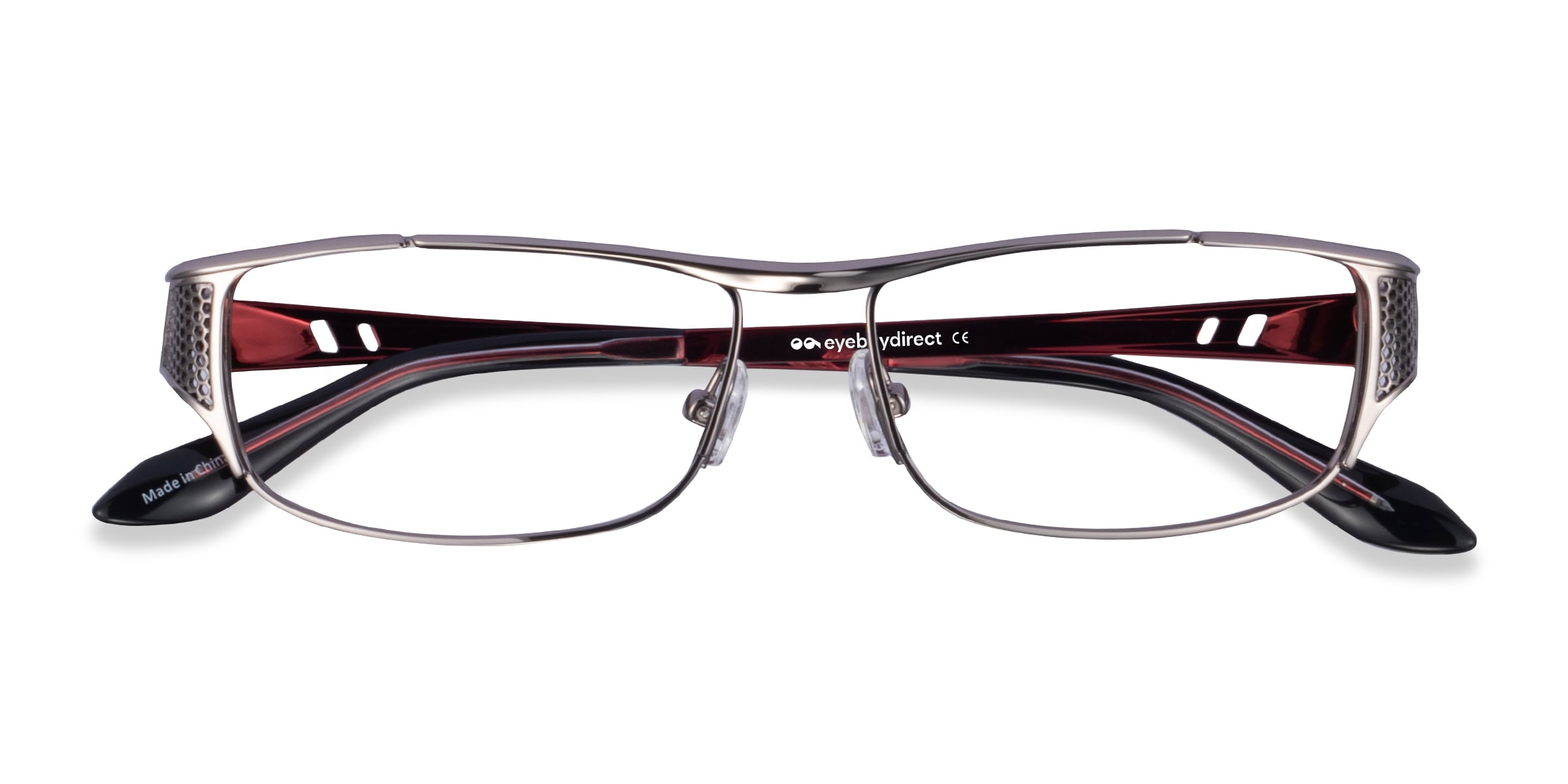 Pro Rectangle Gunmetal Black Red Full Rim Eyeglasses | Eyebuydirect Canada