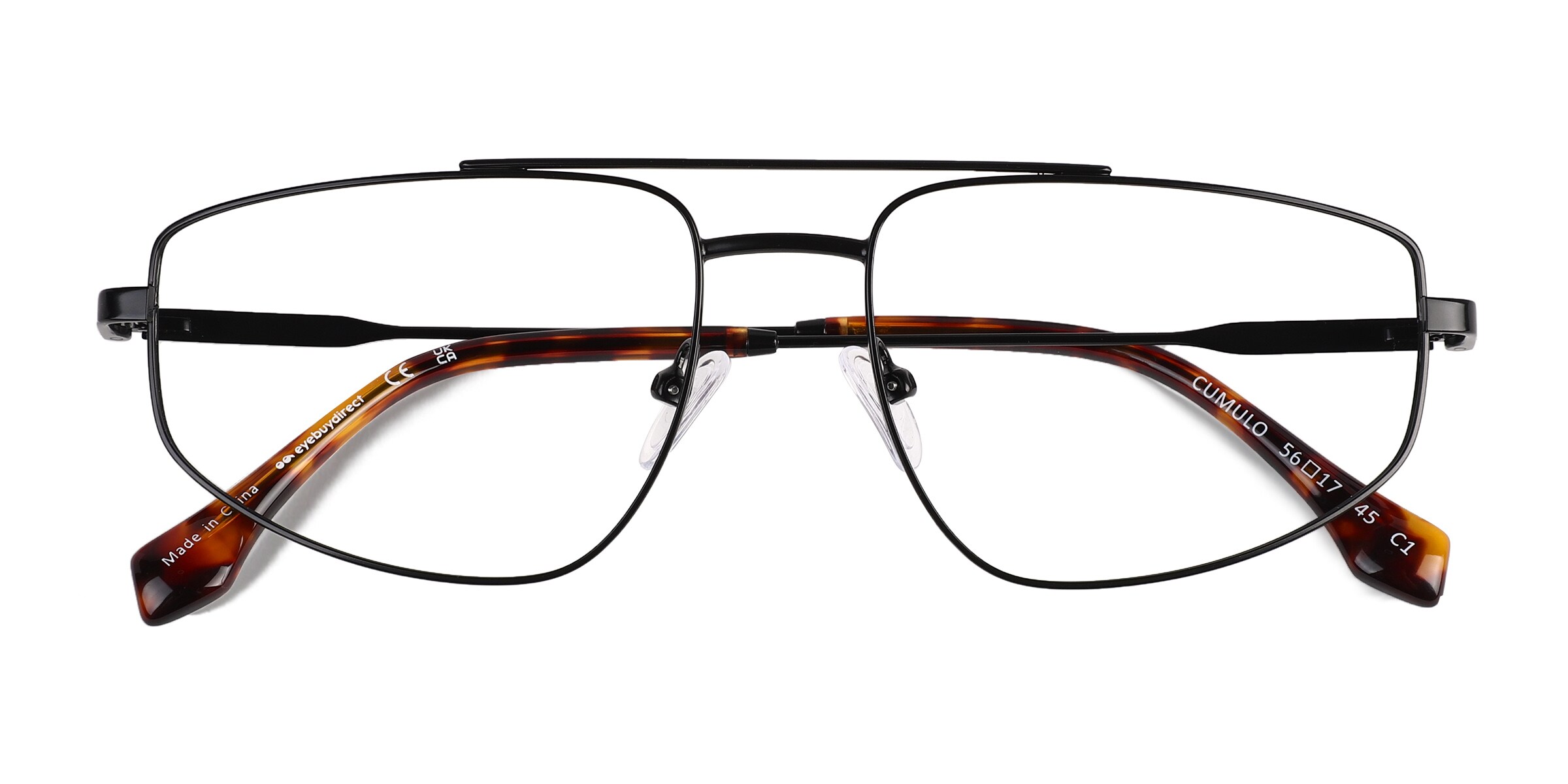 Cumulo Aviator Matt Black Full Rim Eyeglasses | Eyebuydirect