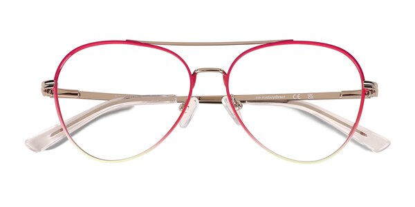 Sparkle Aviator Gradient Red Full Rim Eyeglasses | Eyebuydirect