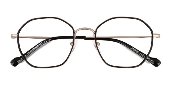 Frances Geometric Matte Silver Black Full Rim Eyeglasses | Eyebuydirect