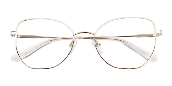 Desire Cat Eye Shiny Gold White Glasses for Women | Eyebuydirect