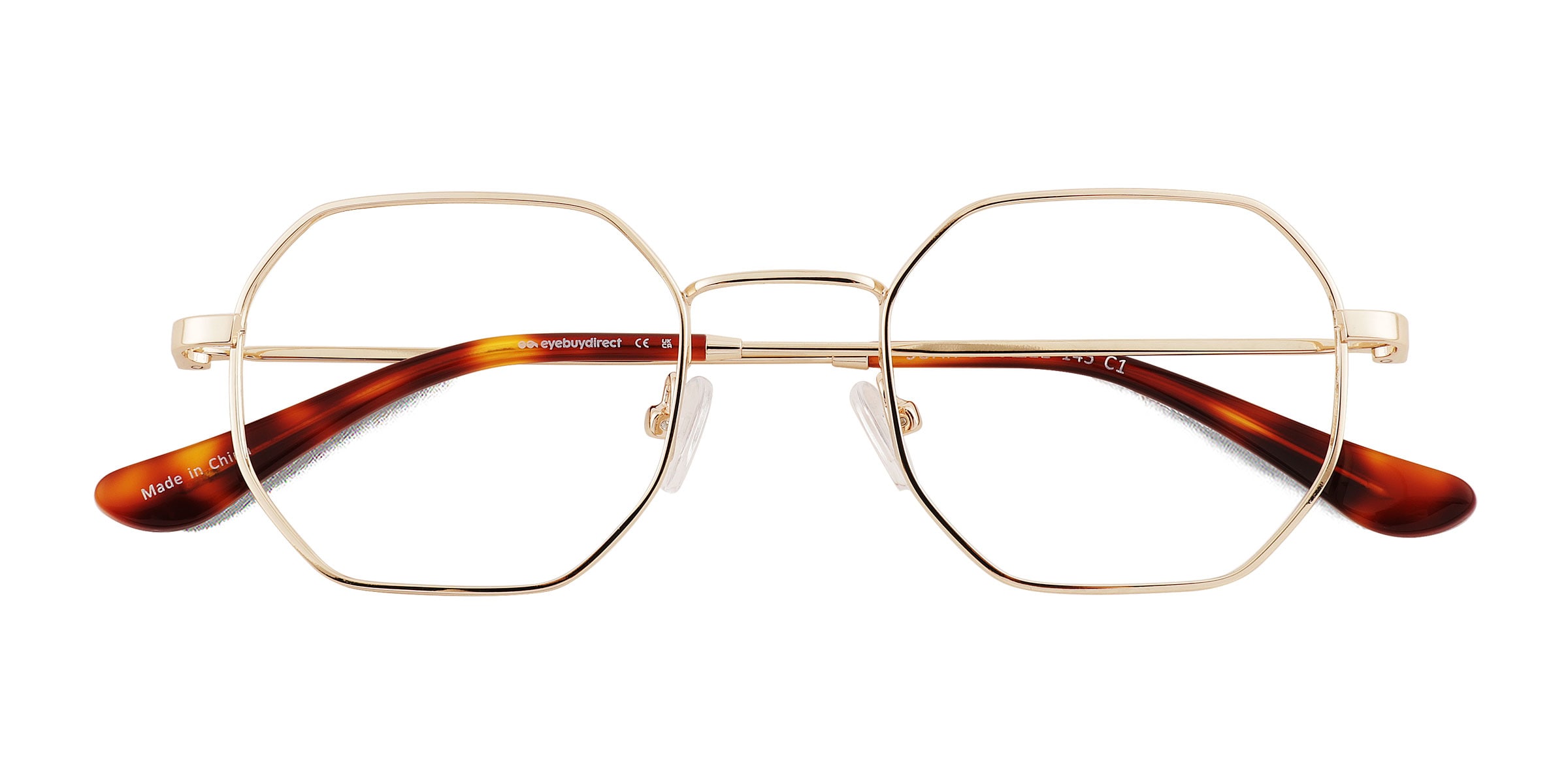 Soar Geometric Shiny Golden Full Rim Eyeglasses | Eyebuydirect Canada