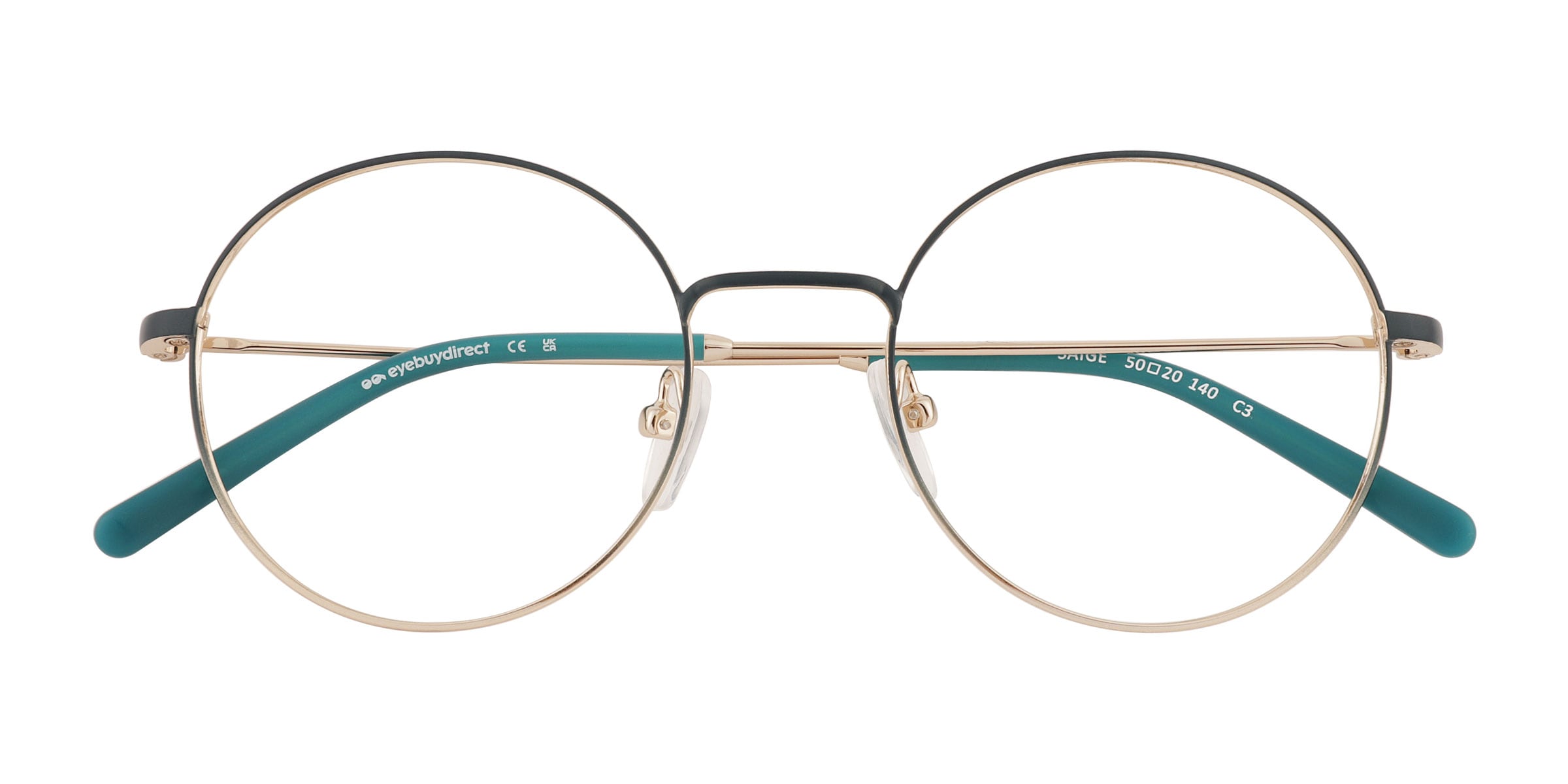 Saige Round Gradient Green Gold Full Rim Eyeglasses | Eyebuydirect