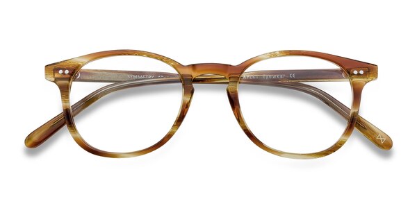 Symmetry Square Striped Caramel Full Rim Eyeglasses | Eyebuydirect