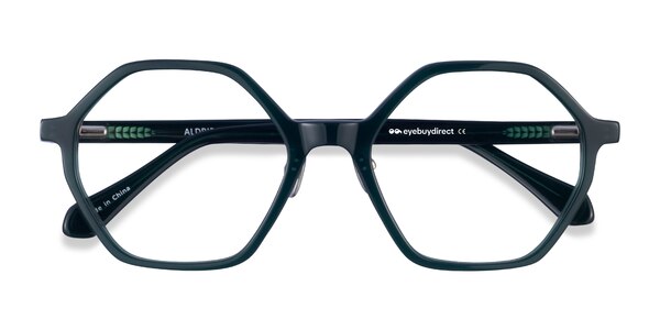 Aldridge Geometric Dark Green Full Rim Eyeglasses | Eyebuydirect