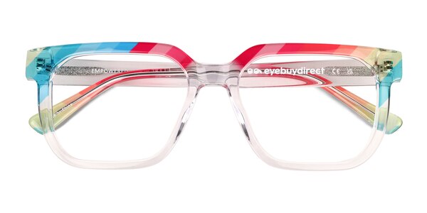 Empowered Square Rainbow Clear Full Rim Eyeglasses | Eyebuydirect Canada