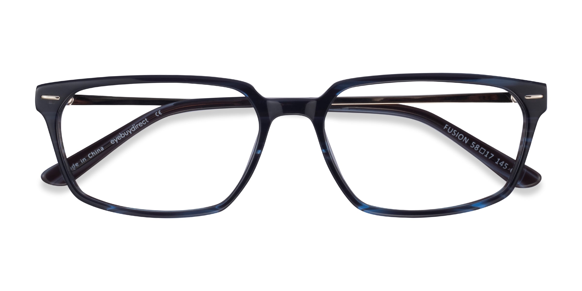 Fusion Rectangle Blue Striped Silver Glasses for Men | Eyebuydirect