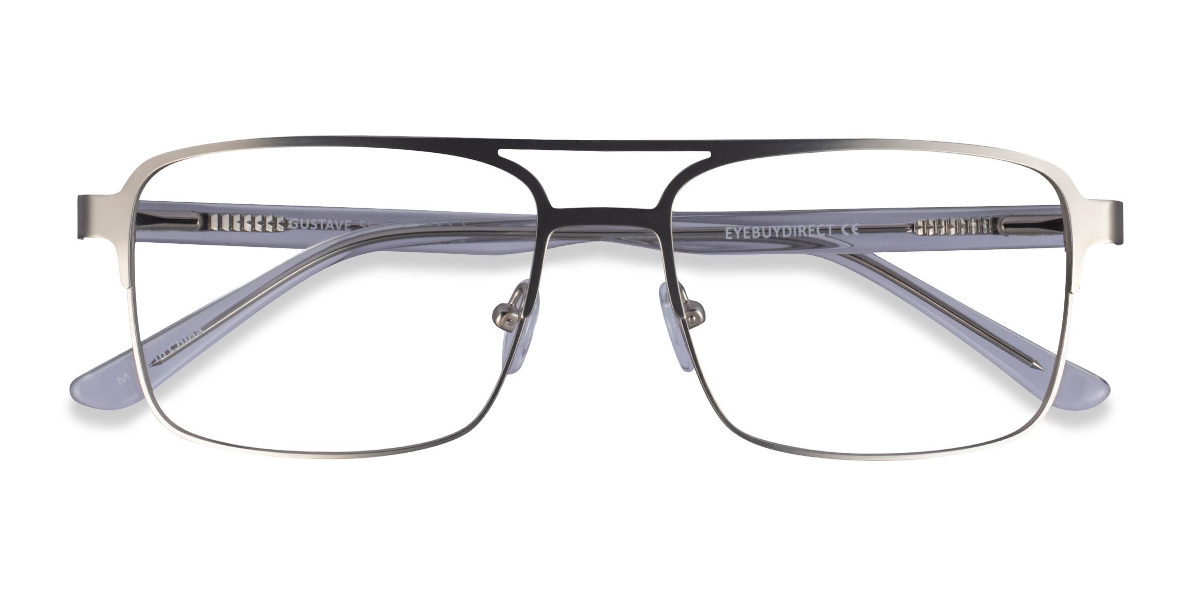 Gustave Aviator Silver Clear Glasses for Men | Eyebuydirect