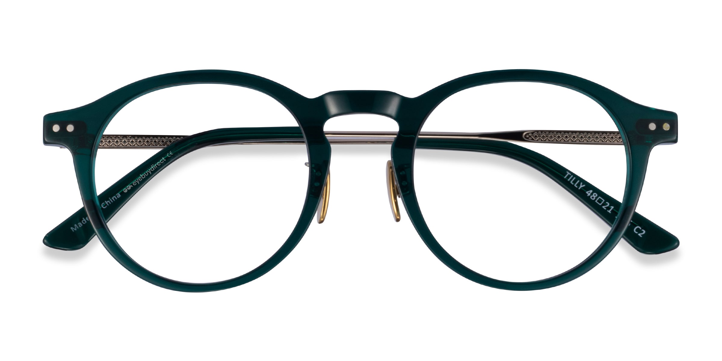 Tilly Round Green Gold Full Rim Eyeglasses | Eyebuydirect