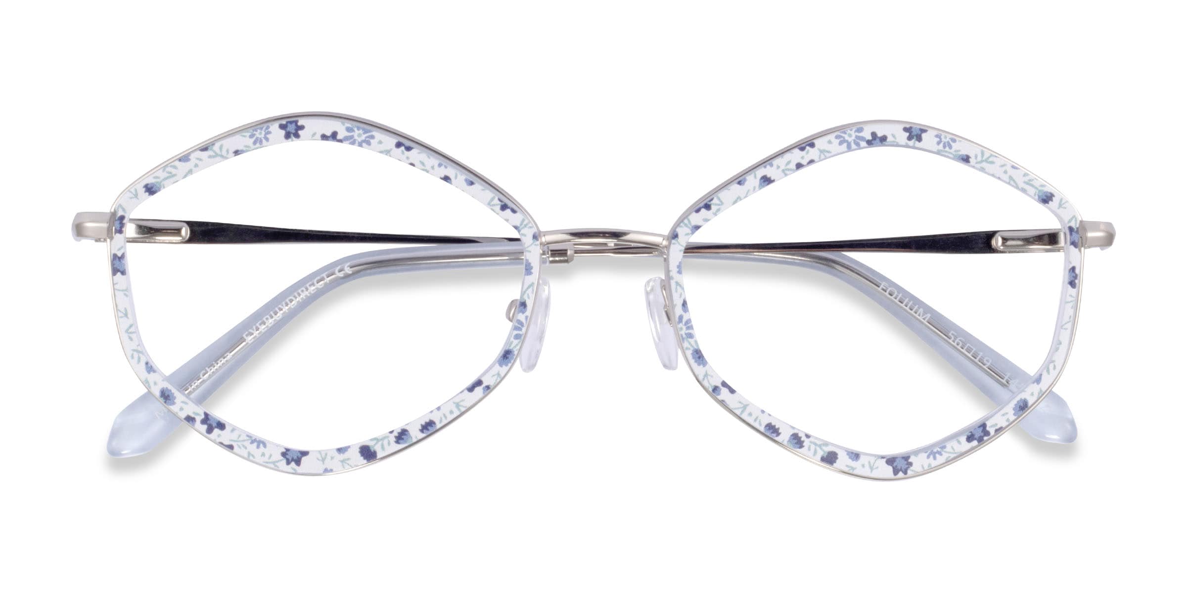 Folium Geometric Blue Floral Glasses for Women | Eyebuydirect