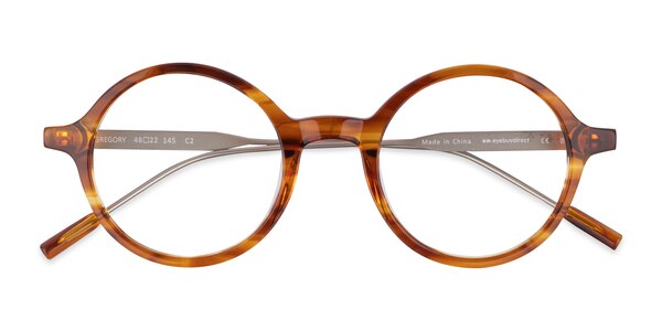 Gregory Round Striped Tortoise Glasses for Men | Eyebuydirect