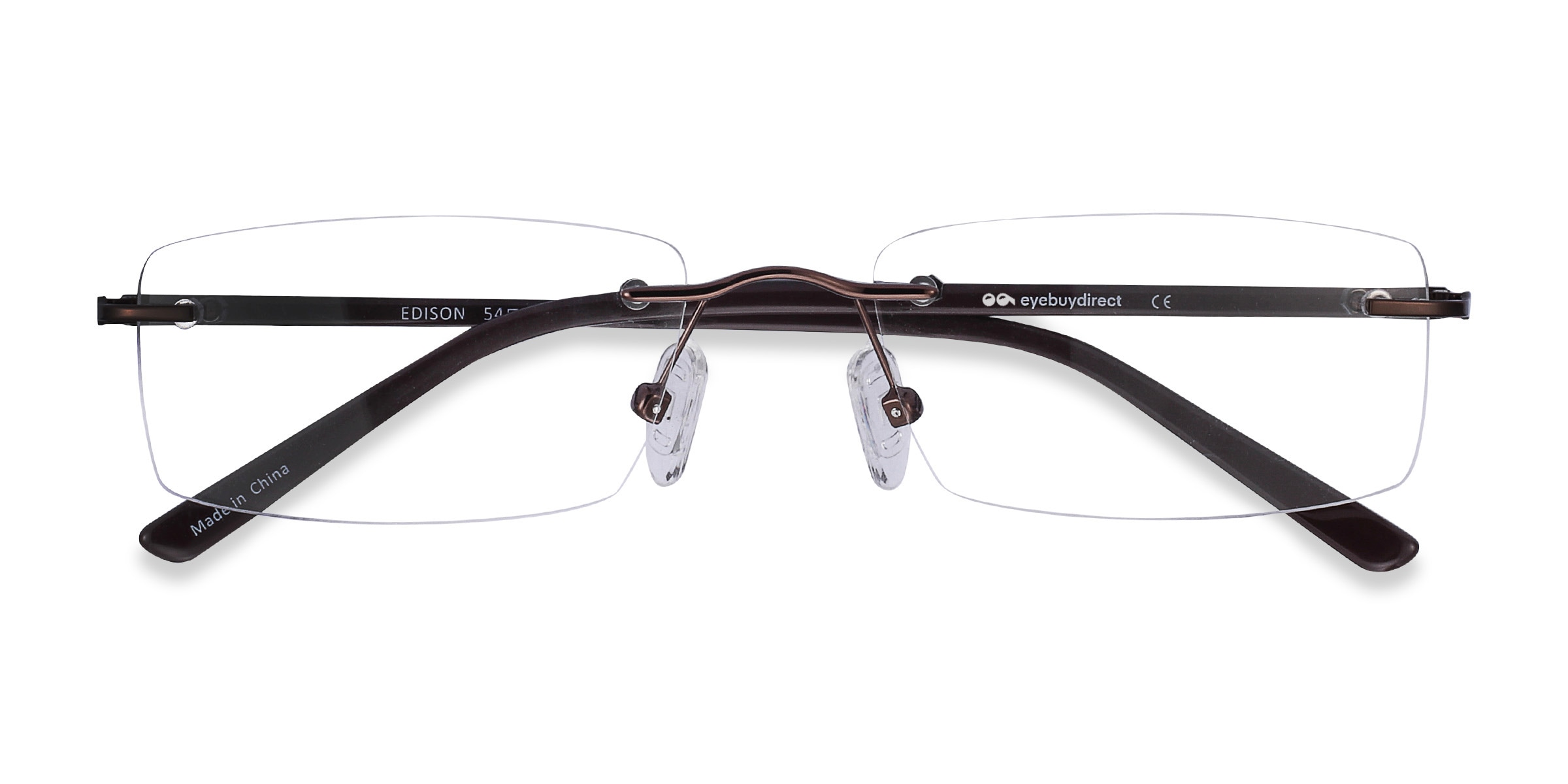 Edison Rectangle Brown Rimless Eyeglasses | Eyebuydirect Canada