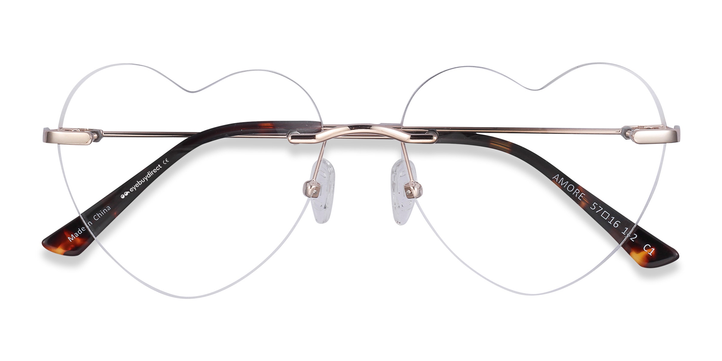 Amore Heart Golden Rimless Eyeglasses | Eyebuydirect