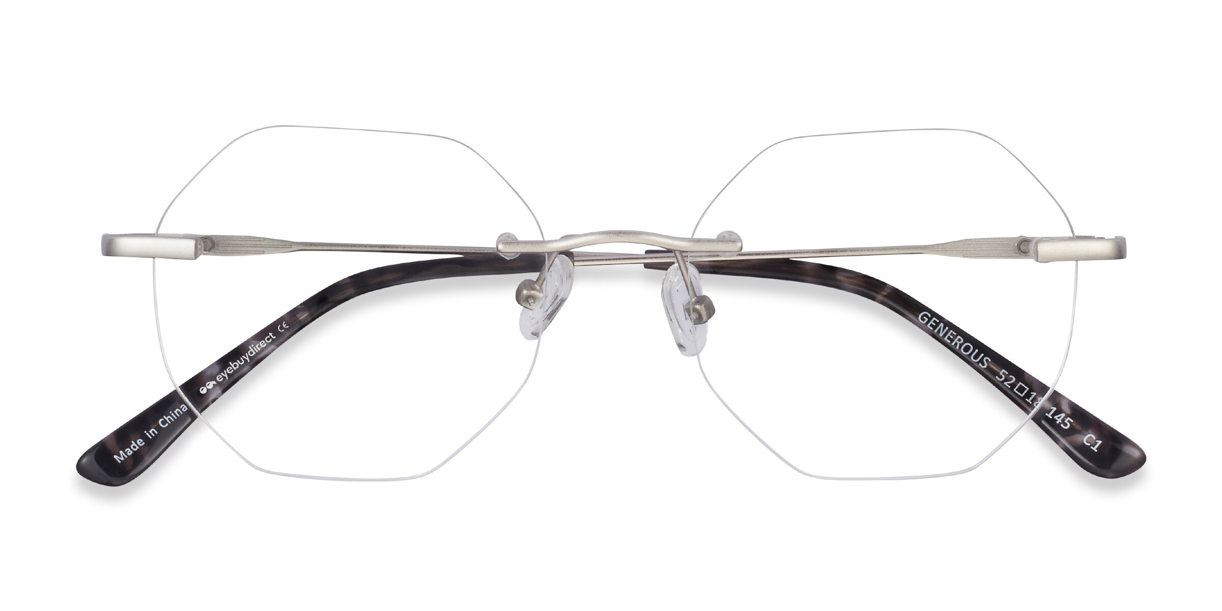 Generous Geometric Matte Silver Rimless Eyeglasses | Eyebuydirect Canada