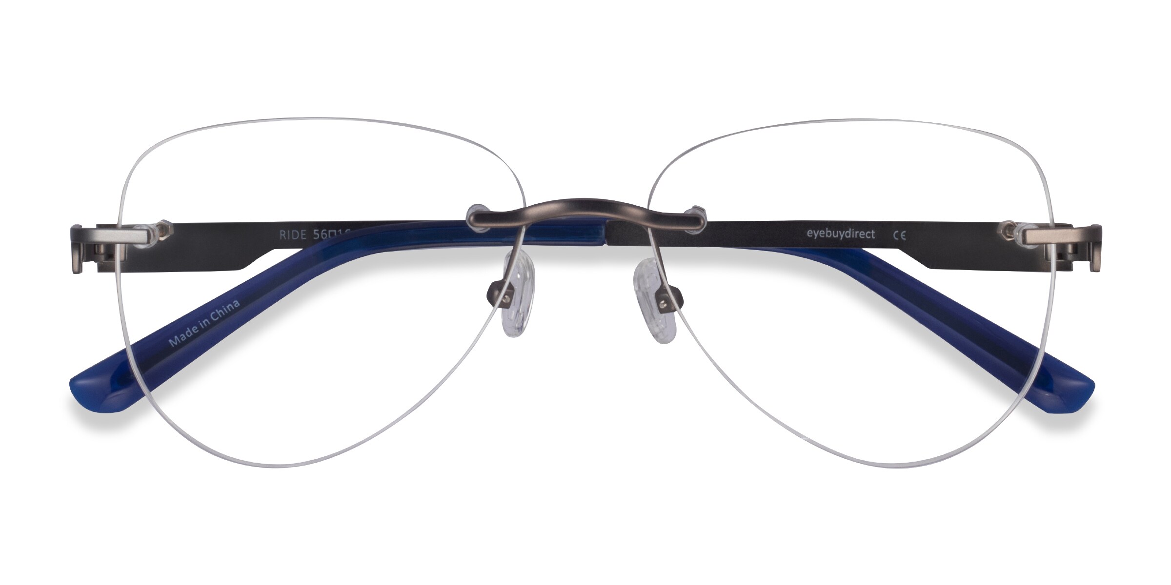 Ride Oval Gunmetal Blue Rimless Eyeglasses | Eyebuydirect Canada