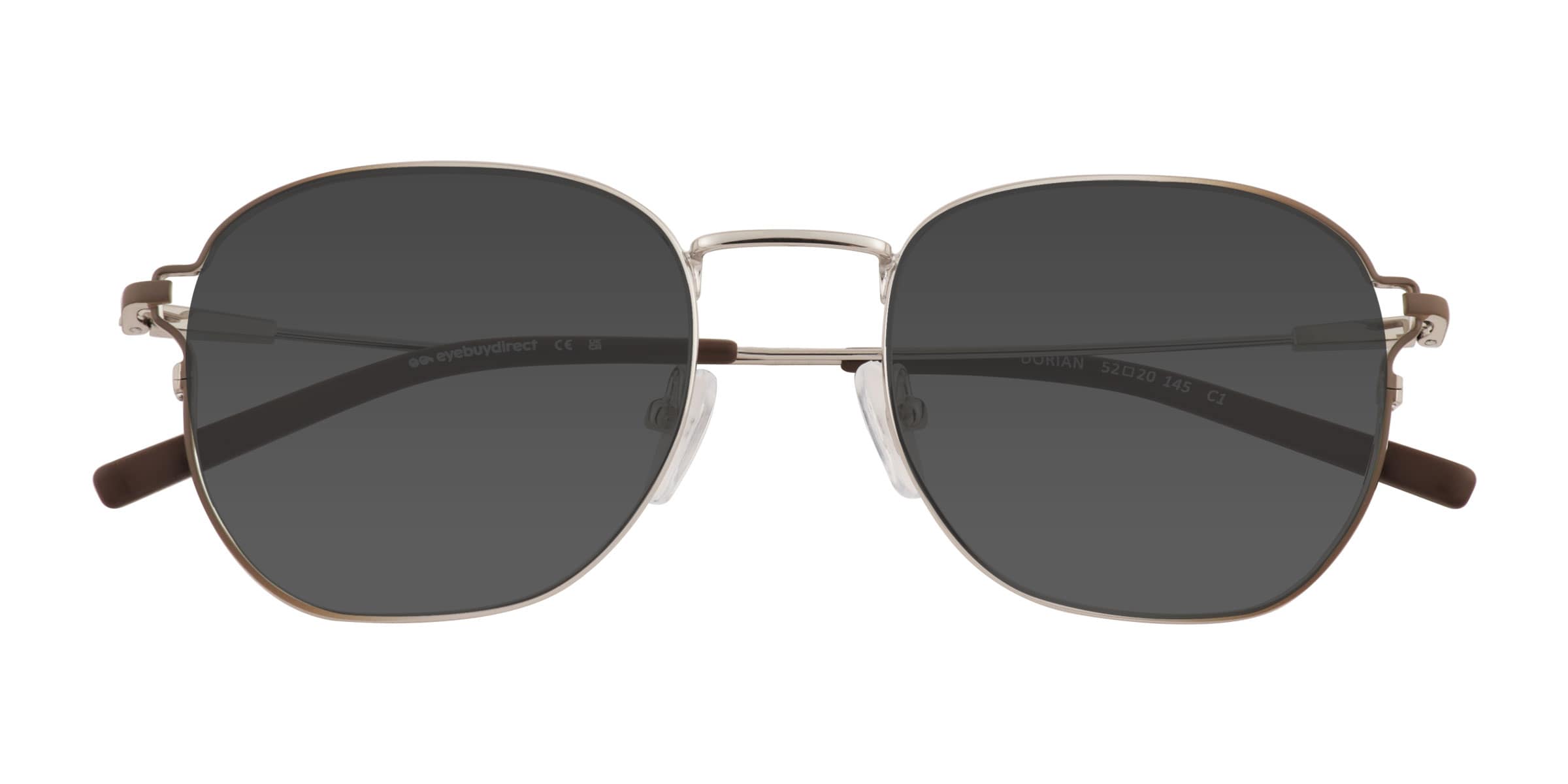 Dorian - Square Gradient Brown Silver Frame Prescription Sunglasses ...