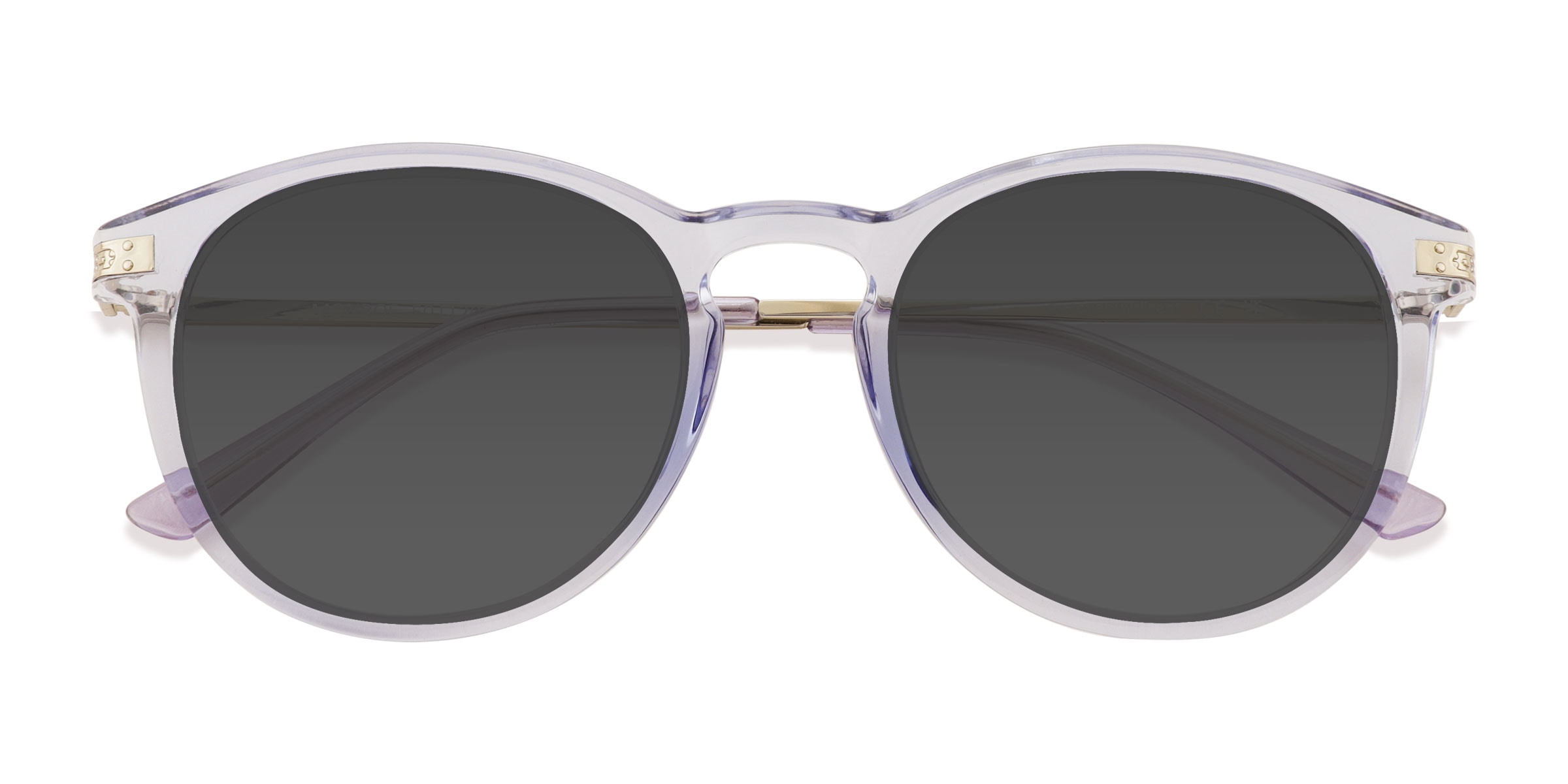 Monroe - Round Clear Blue Frame Prescription Sunglasses | Eyebuydirect