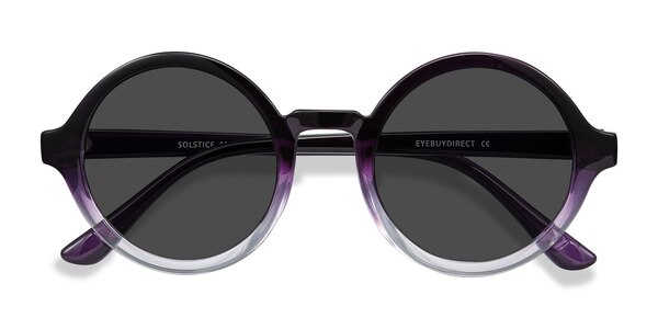 Solstice - Round Purple Clear Frame Prescription Sunglasses | Eyebuydirect