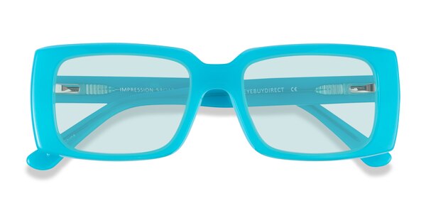 Impression - Rectangle Aqua Frame Prescription Sunglasses | Eyebuydirect