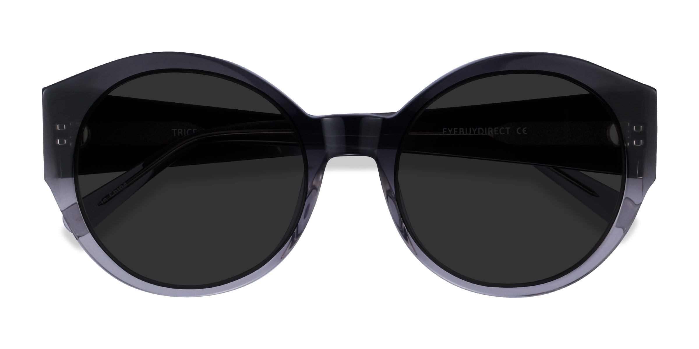 Trice - Round Clear Black Clear Frame Prescription Sunglasses ...