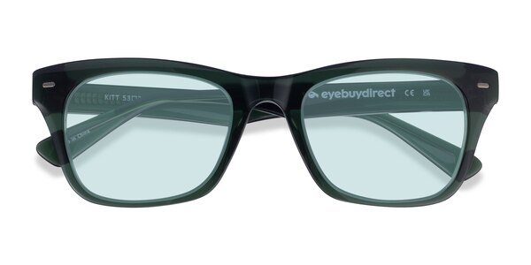 Kitt Rectangle Crystal Green Frame Prescription Sunglasses
