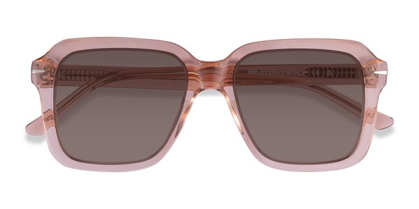 Bowie Square Crystal Peach Frame Prescription Sunglasses