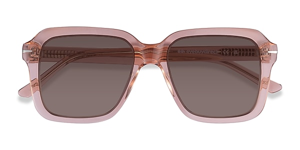 Bowie Square Crystal Peach Frame Prescription Sunglasses