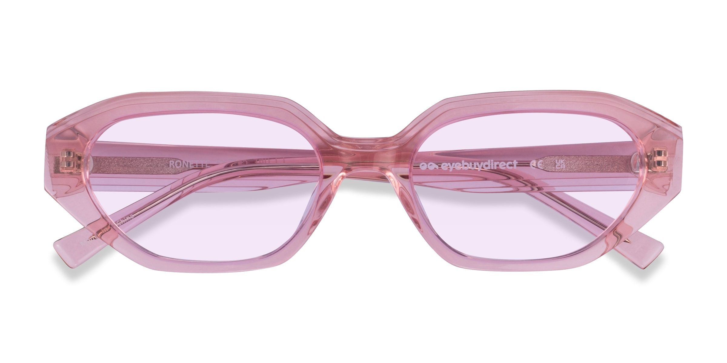 Ronette - Cat Eye Crystal Peach Frame Sunglasses For Women ...