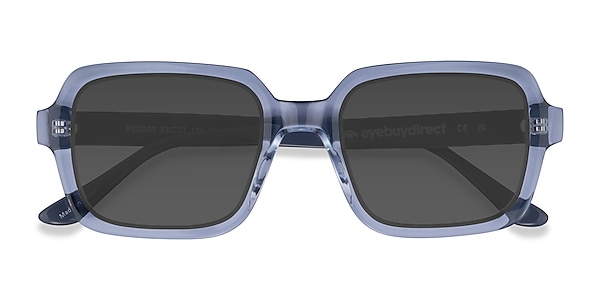Resort Square Clear Blue Frame Prescription Sunglasses Eyebuydirect