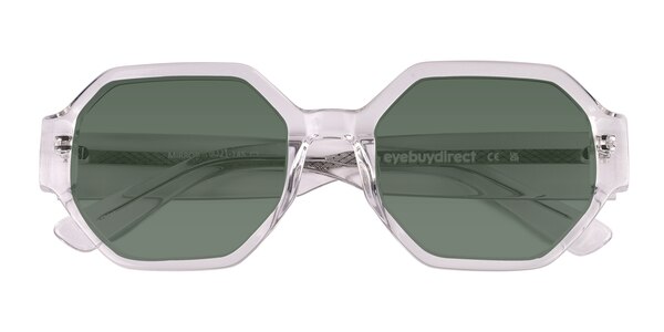 Mirror Square Clear Crystal Frame Prescription Sunglasses