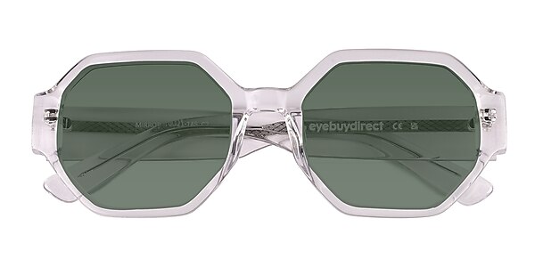 Mirror Square Clear Crystal Frame Prescription Sunglasses