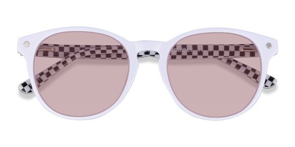 Stucco - Round Solid White Frame Prescription Sunglasses | Eyebuydirect