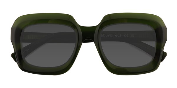 Chirico Square Clear Green Frame Prescription Sunglasses