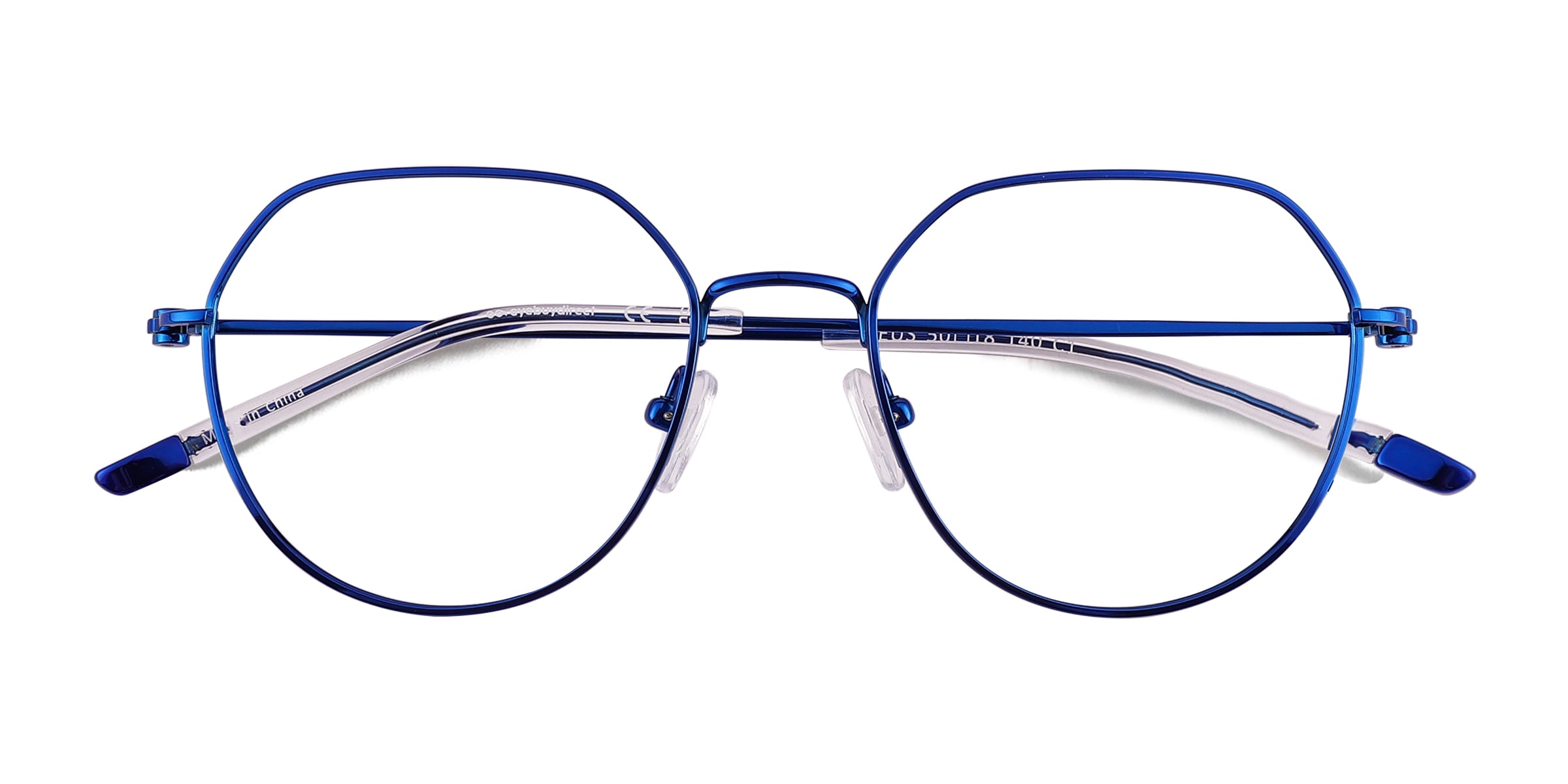 Zeus Round Shiny Blue Full Rim Eyeglasses | Eyebuydirect Canada