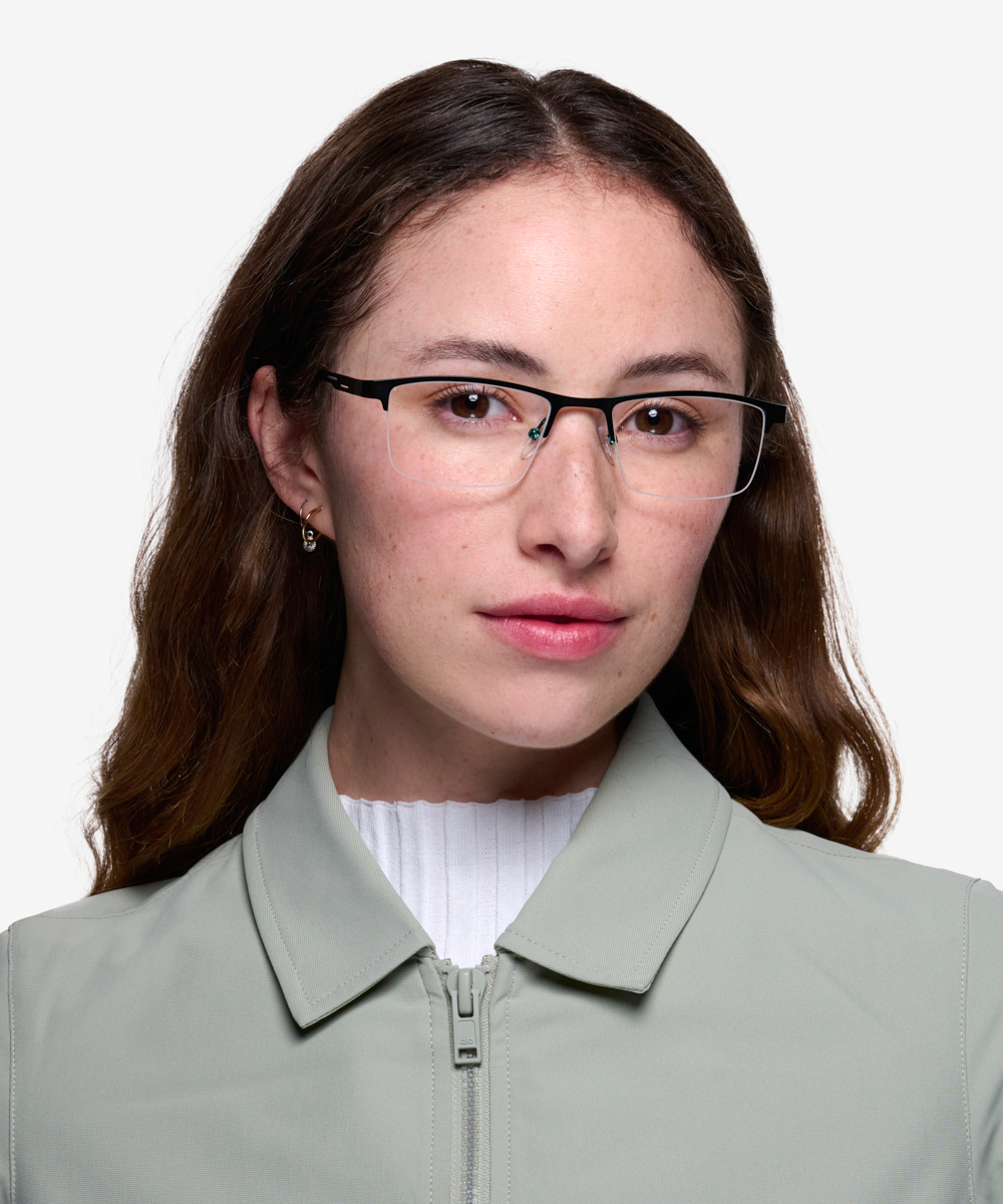 Algorithm Rectangle Black Semi Rimless Eyeglasses | Eyebuydirect Canada