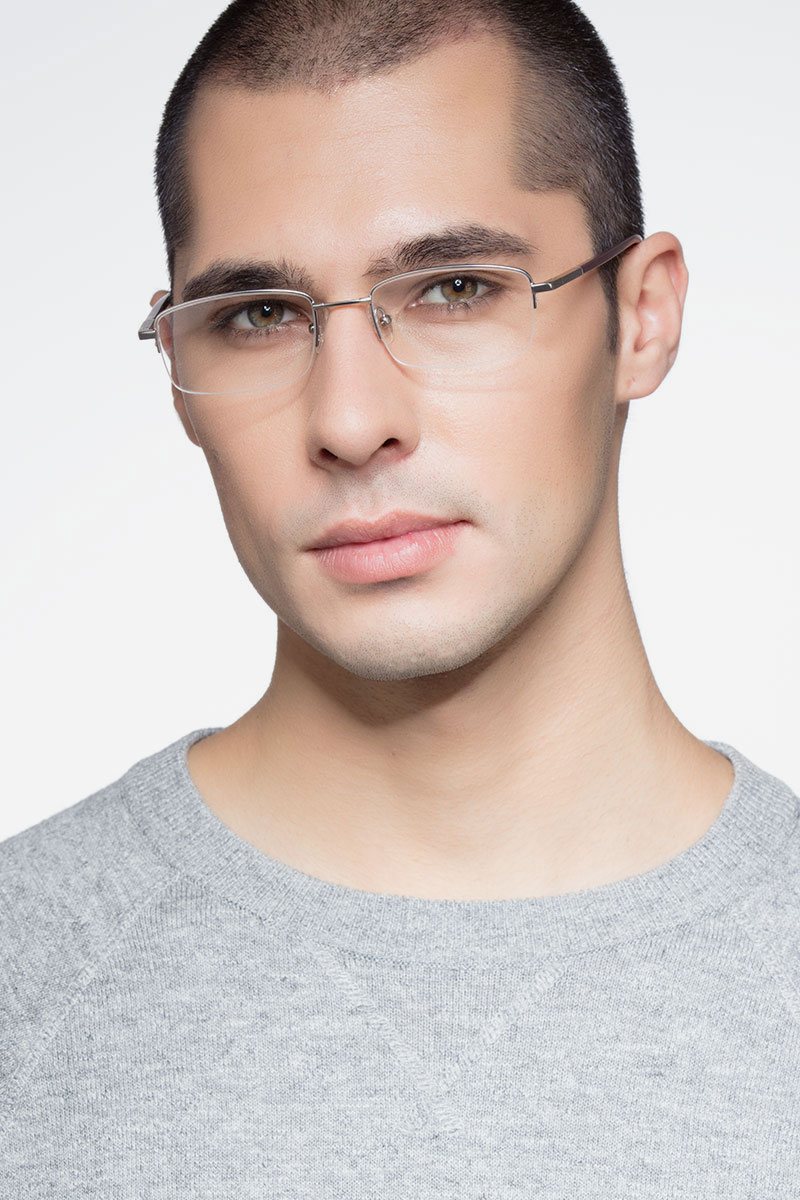 Motley Rectangle Silver Semi Rimless Eyeglasses | Eyebuydirect