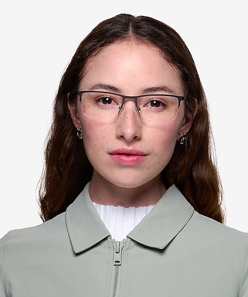 Variable Rectangle Brown Semi Rimless Eyeglasses Eyebuydirect Canada