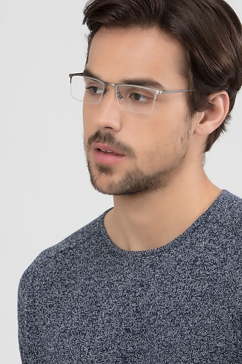 Carve Rectangle Gunmetal Semi Rimless Eyeglasses Eyebuydirect