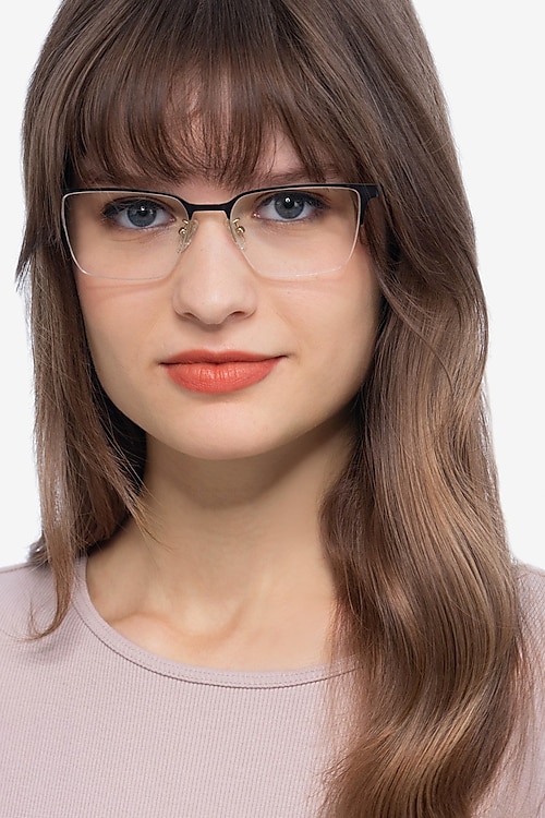 Brink Rectangle Brown Semi Rimless Eyeglasses Eyebuydirect Canada
