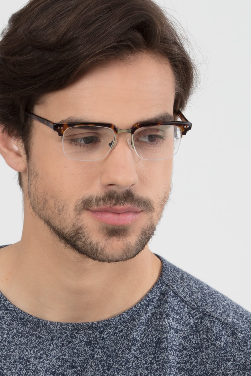 Kurma Browline Tortoise Semi Rimless Eyeglasses | Eyebuydirect