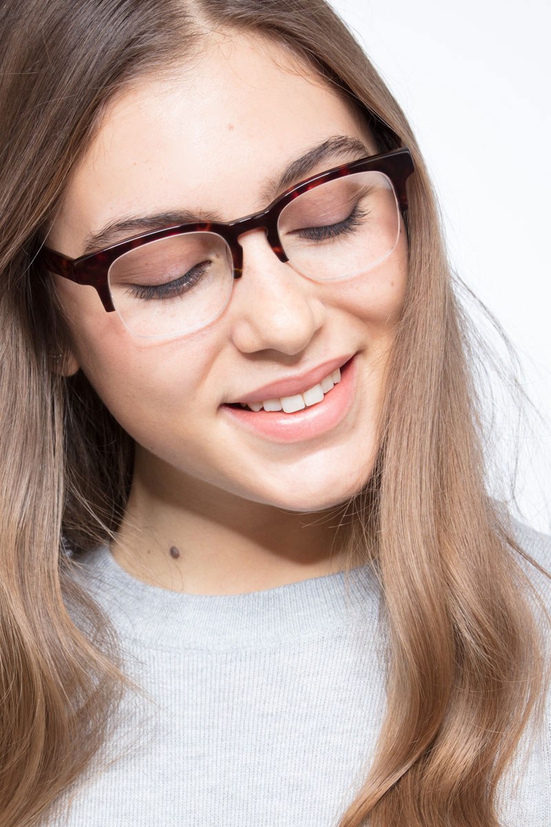Luxe Square Tortoise Semi Rimless Eyeglasses | Eyebuydirect Canada