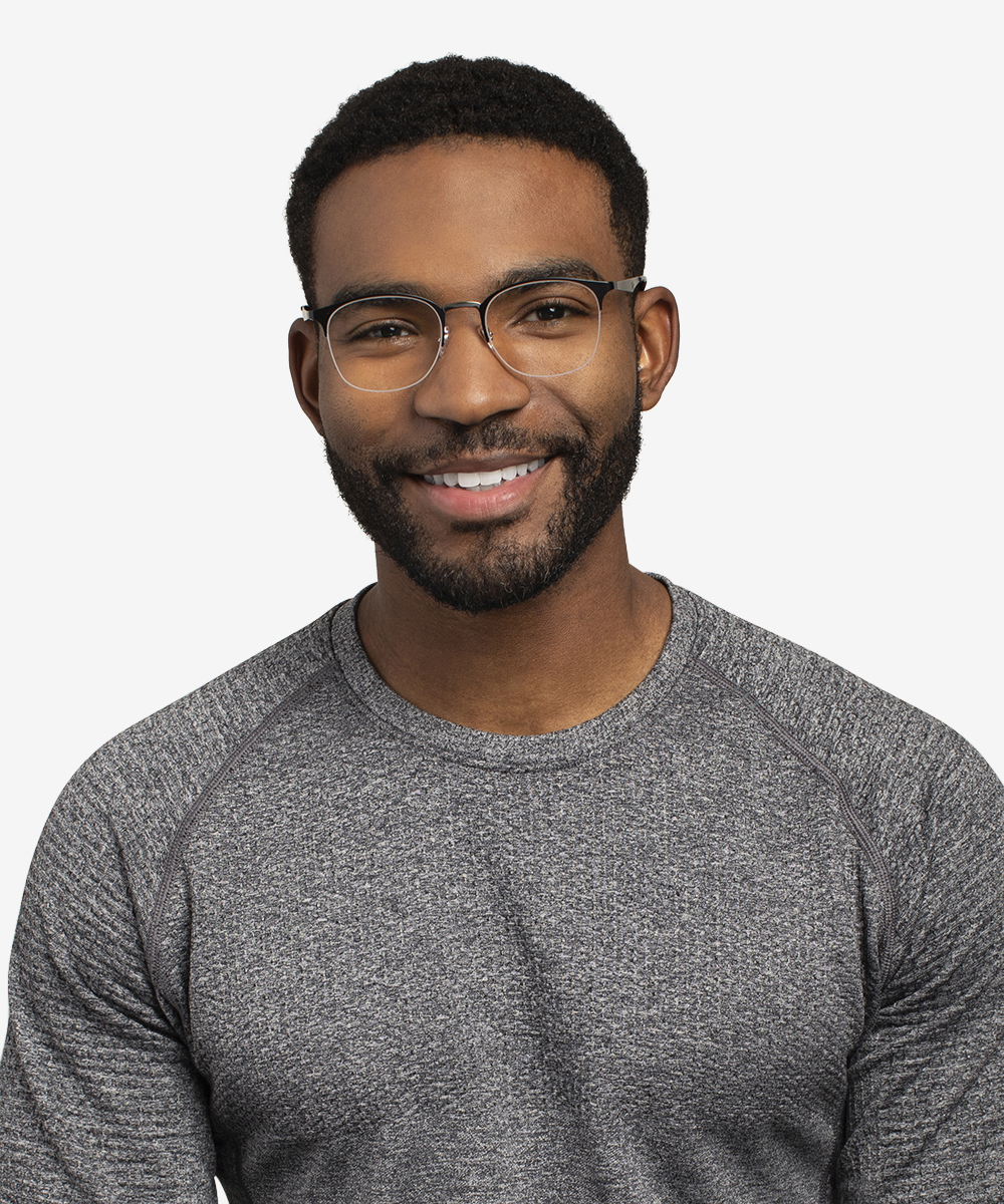 Ray-Ban RB6422 - Browline Black Silver Frame Eyeglasses | Eyebuydirect